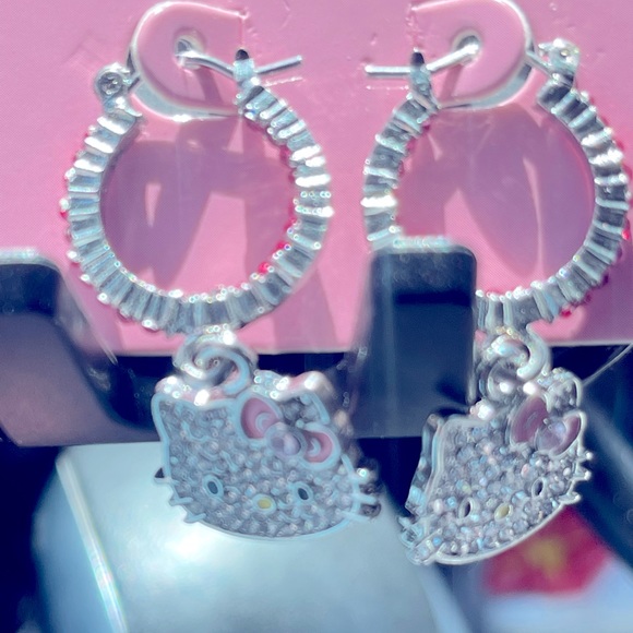 Hello Kitty | Jewelry | Hello Kitty Bling Deep Pink Hoop Drop Earrings ...